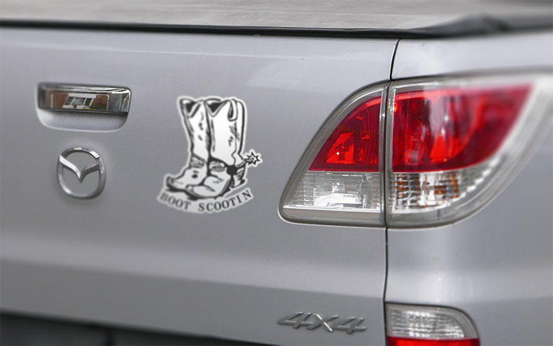 'Boot Scootin' Cowboy Boots Vehicle Sticker – Allens Tint & Signs